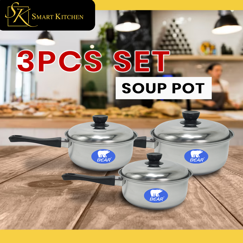 3pcs Stainless Single Bakelite Handle Soup Pot stainless steel ...