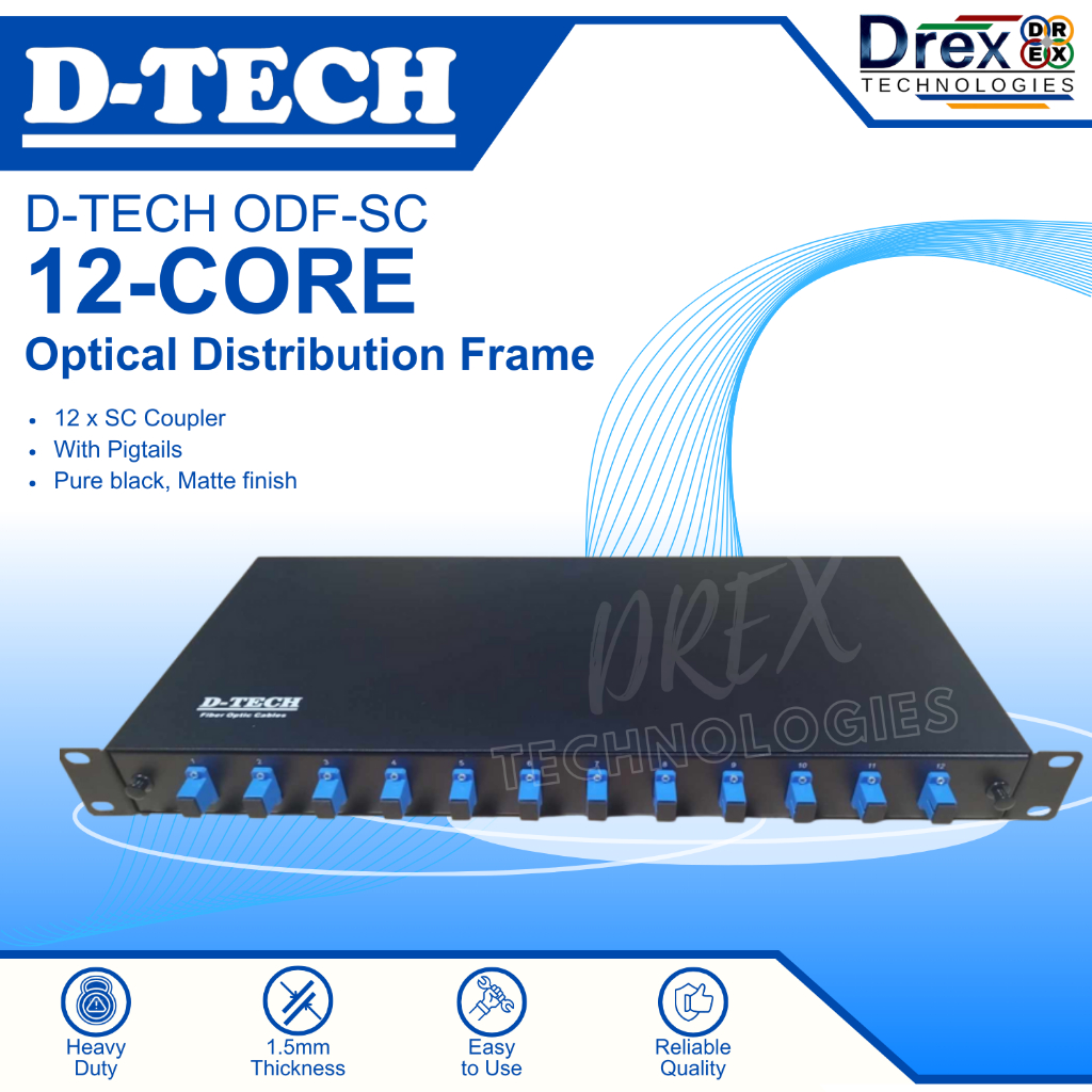 D-TECH ODF 12-PORT Optical Distribution Frame 12 Core With 12pcs SC/UPC ...