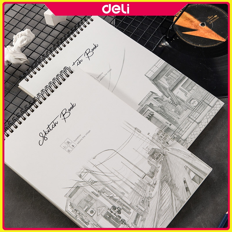 Deli B5 Sketchbook for Painting Blank Spiral Drawing Book Thick Paper ...