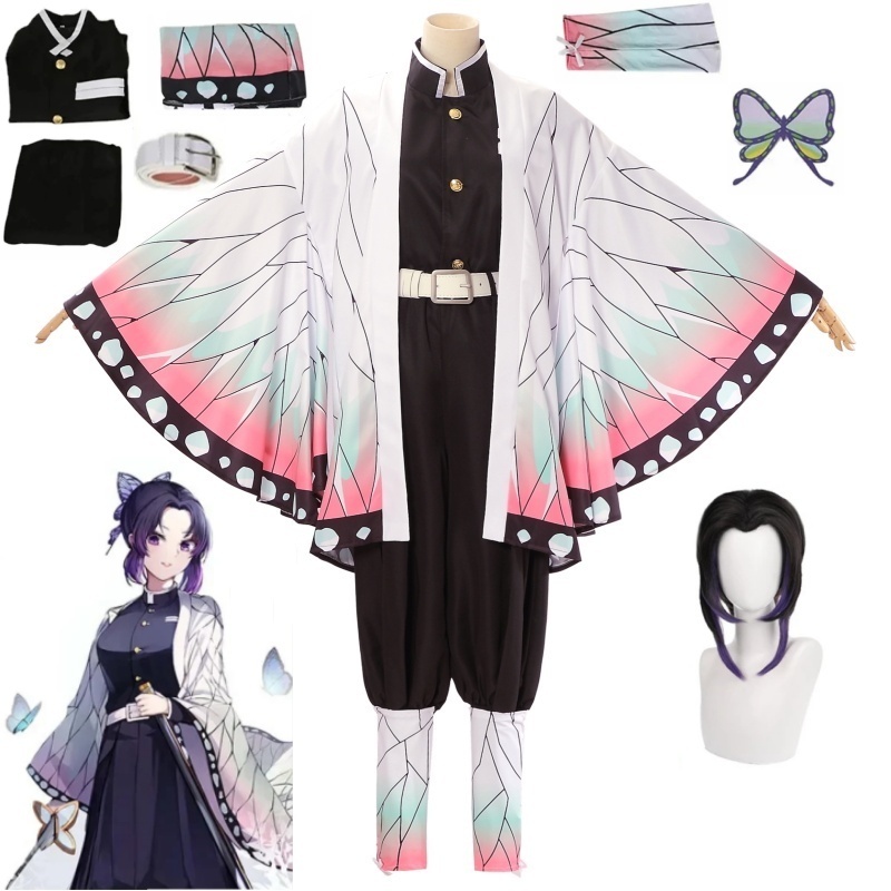 Kochou Shinobu Cosplay Costume Anime Demon Slayer Cloak Suits Wig ...