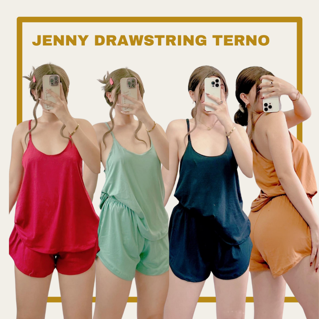 Jenny Drawstring Pambahay Terno for Women Cotton Spandex Coords Set ...