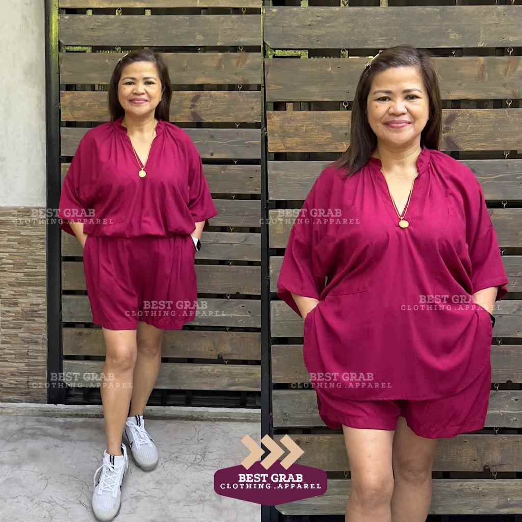 BGC A04 Clothing Chinese Collar Plus Size Coords Terno Plain Linen ...