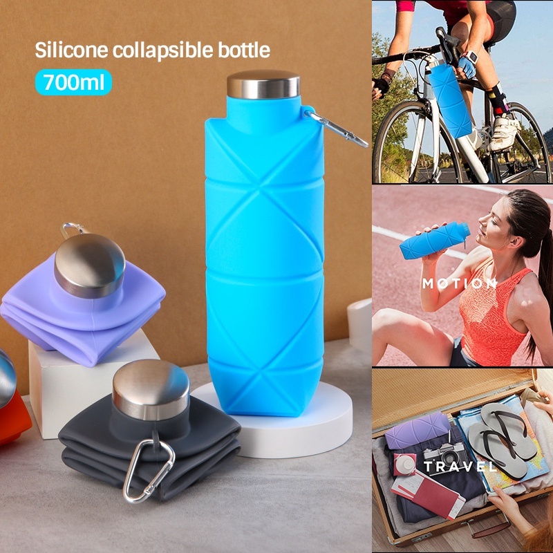 700ml Collapsible Travel Bottles Sport Folding Drinking Sports Silicone ...