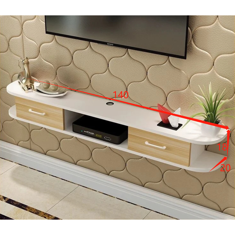 HOME FACTOR Wall TV Rack with 2 Drawers Wall Mounted TV Cabinet TV ...