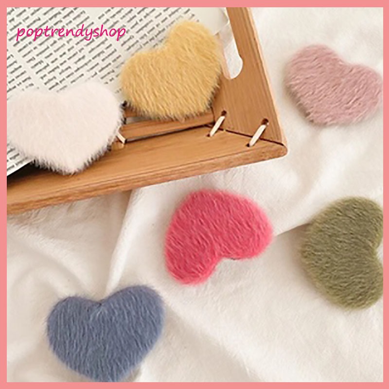 Barrette Lovely Cross Hair Accessories Furry Heart Shaped Side ...