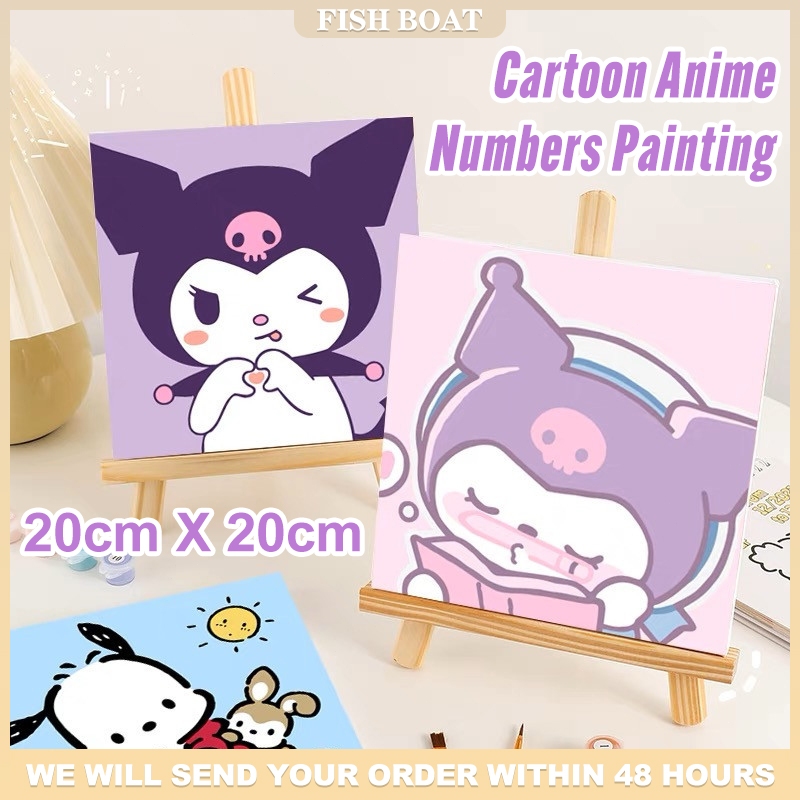 Cartoon Anime Numbers Canvas Painting for Kids Cute Digital Oil Paint ...