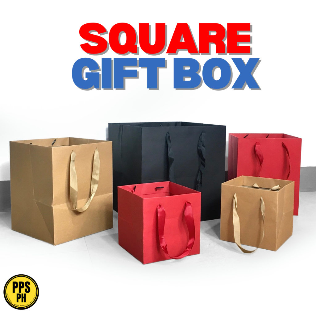 1pc Square Paper Bag cake box Kraft Paper Bag Plain Hand bag Gift ...
