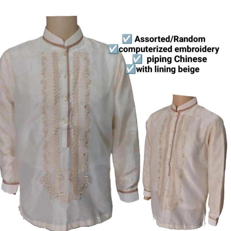 Modern Barong BW 01/06 with linninng/moccha piping groomsmen ...