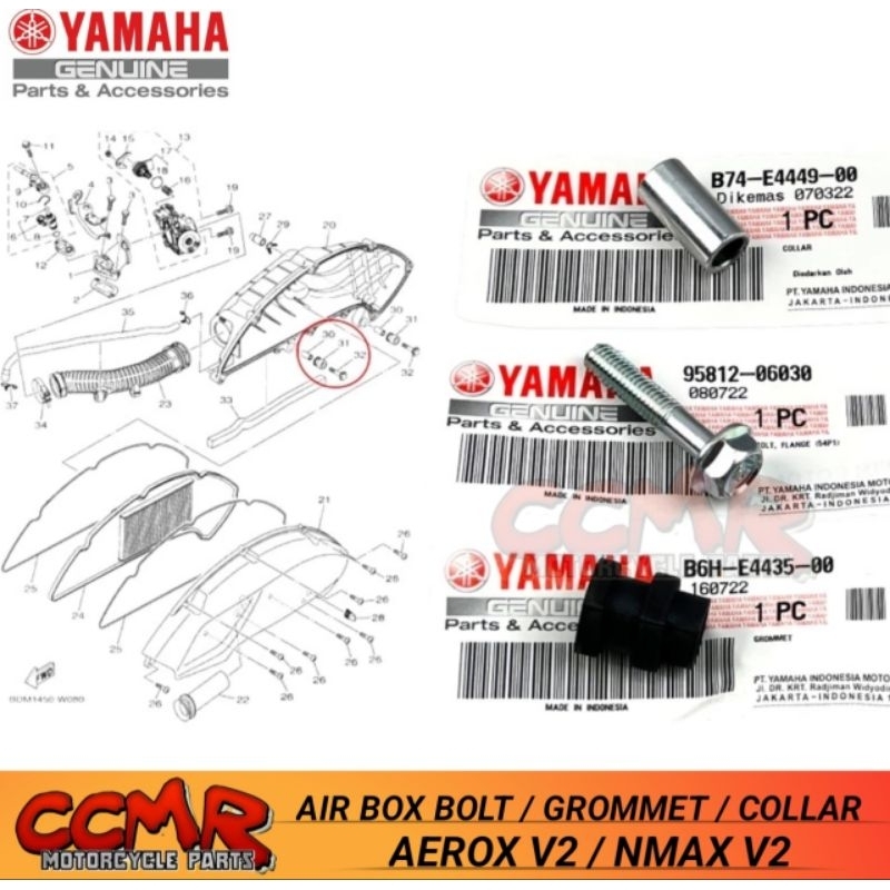 B21 B22 COLLAR | BOLT GROMMET AIRBOX AEROX V2 NMAX V2 B6H-E4435 95812 ...