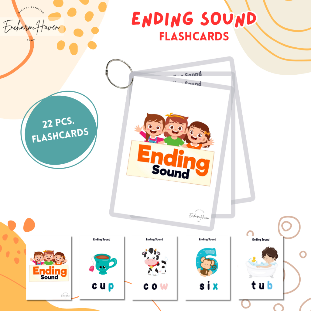 'ENDING SOUND' Fully Laminated Educational Flashcards [22 pcs ...