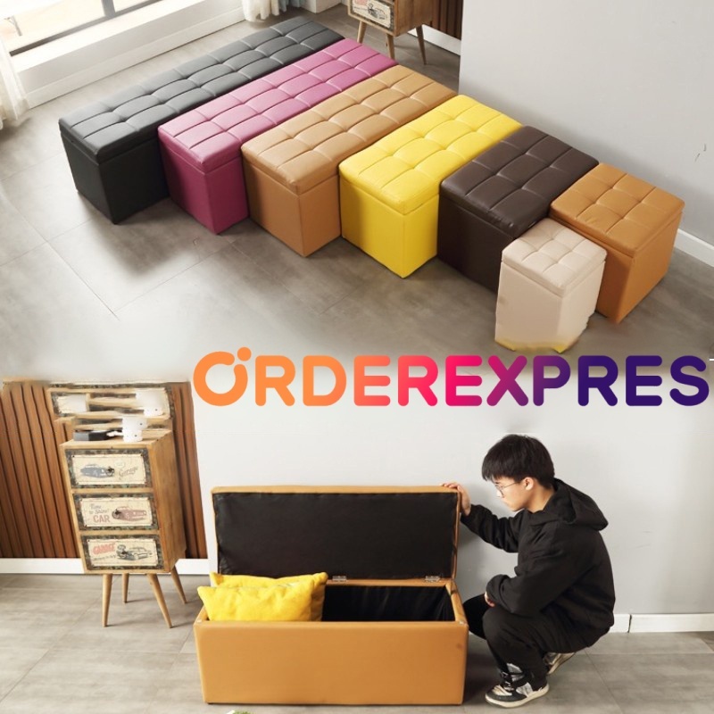 Leather Storage Stool Sit Rectangular Ottoman Adult Sofa Storage Box ...