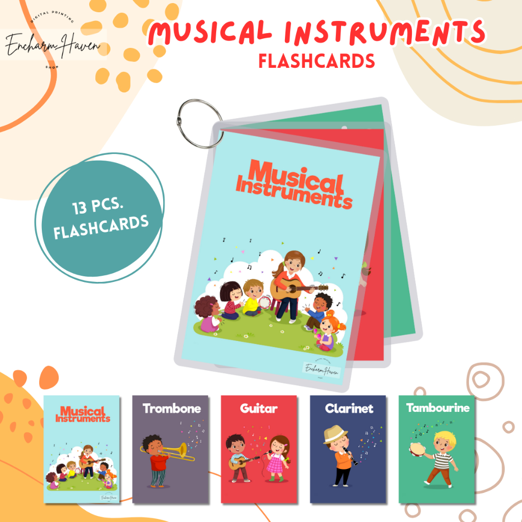 'MUSICAL INSTRUMENTS' Fully Laminated Educational Flashcards [13 pcs ...