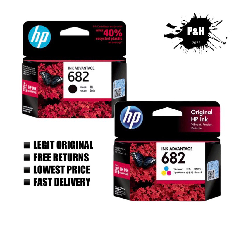 GENUINE HP 682 BLACK/TRI COLOR INK CARTRIDGE | Shopee Philippines