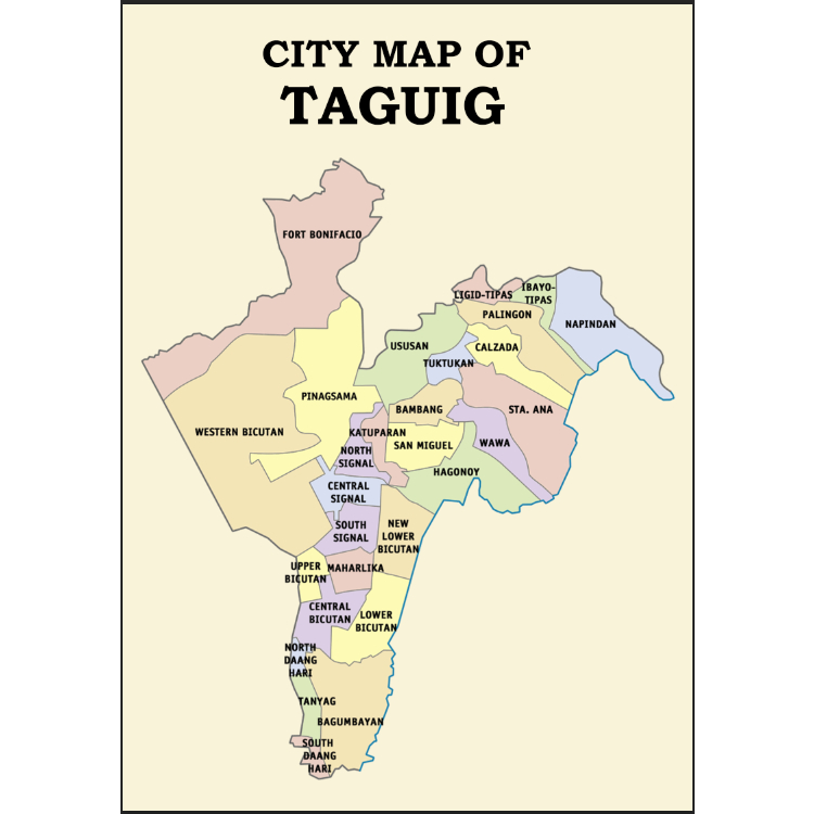 Taguig City Map Waterproof A4 Laminated Chart | Shopee Philippines