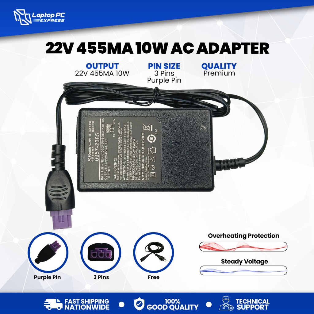 LPCE HP Printer Adapter 22V For HP DeskJet 1513 1514 1515 1516 0957 ...
