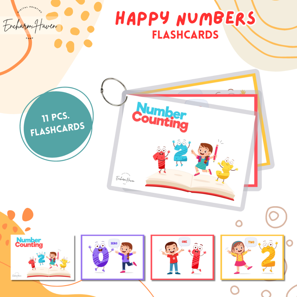'HAPPY NUMBER 0 - 9' Fully Laminated Educational Flashcards [11 pcs ...