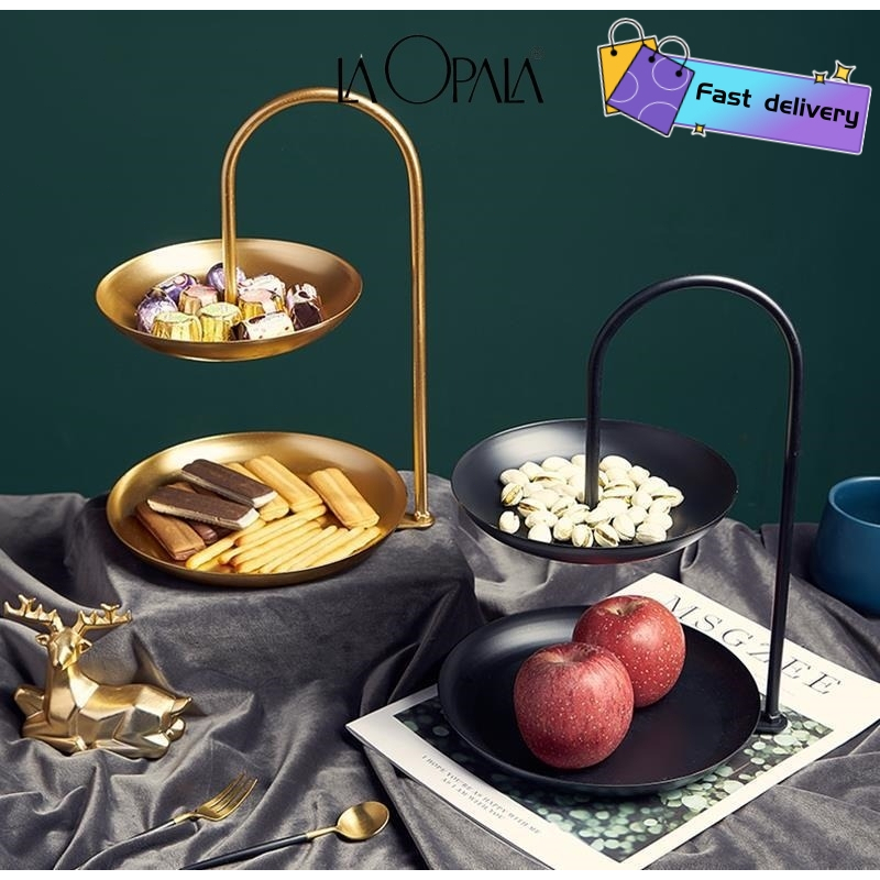 Elegant Gold Double Tier Layer Fruit Dessert Tray Dessert Organizer ...
