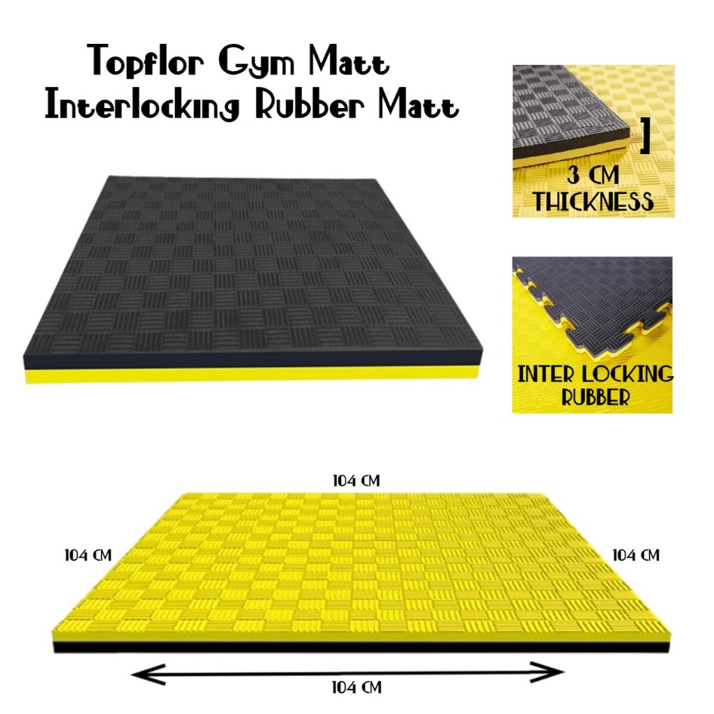 Topflor Gym Matt Interlocking Rubber Matt 4cms thickness 1x1 meter ...
