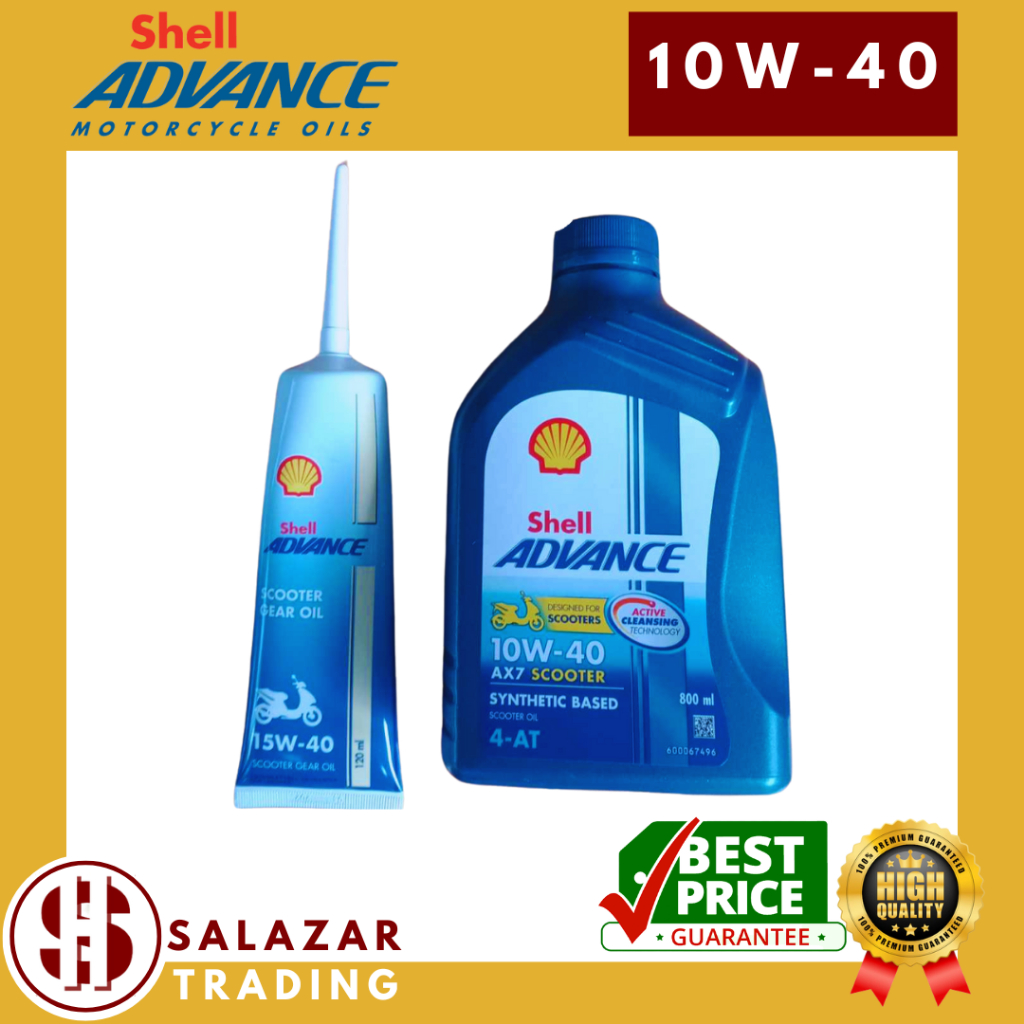 SHELL ADVANCE SCOOTER 10W-40 AX7 SYNTHETIC BASED 800ML WITH FREE ...