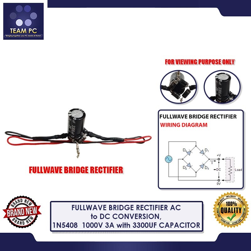 TEAM PC FULLWAVE BRIDGE RECTIFIER AC to DC CONVERSION, 1N5408 1000V 3A ...