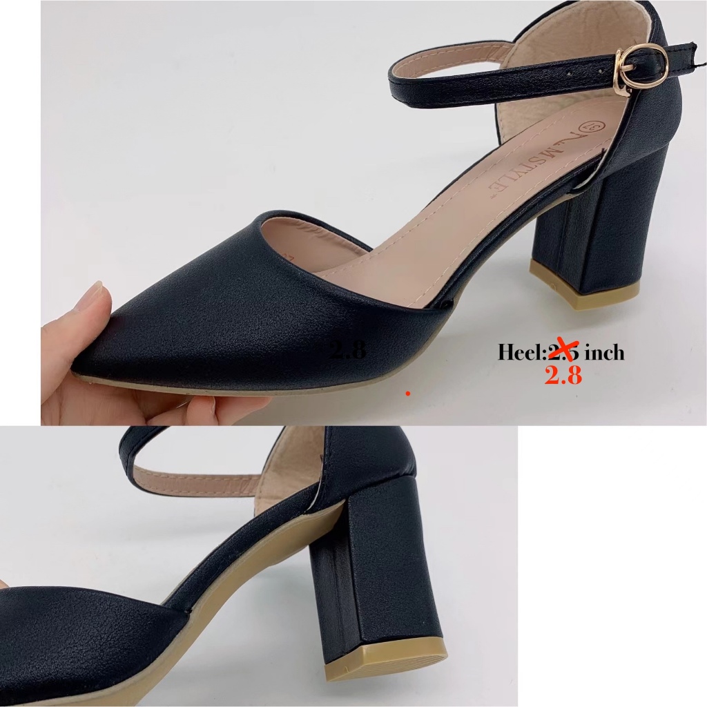 Women Pointed Closed Toe Block Heel Sandals White Wedding Chunky Heels ...