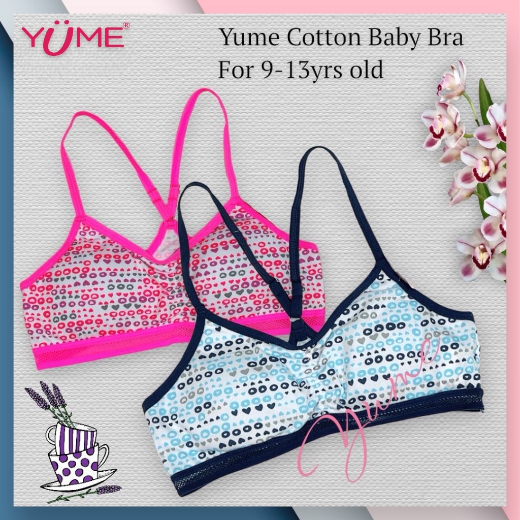 YUME FOR 9-13YRS OLD SOFT & COMFORTABLE REMOVABLE PADS BREATHABLE COTTON KIDS BRA #YBB03 ...