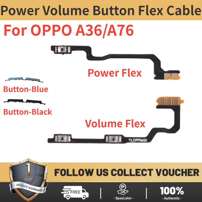 For OPPO A76/A36 Power Volume button flex cable and out side key ...