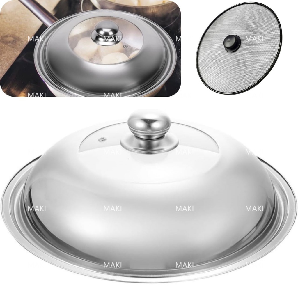 40cm Stainless steel pot/pan lid glass pan lid glass cover thick ...