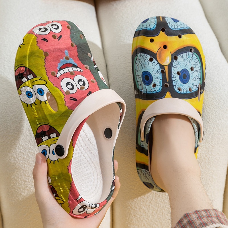 Cartoon Clogs For Men Thick-soled Beach Slippers Crocks Sandals ...