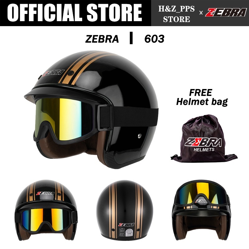 ZEBRA 603 helmet classic retro half face helmet for men motorcycle ...