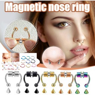 Nose ring, reusable stylish stainless steel nose ring fake magnetic ...