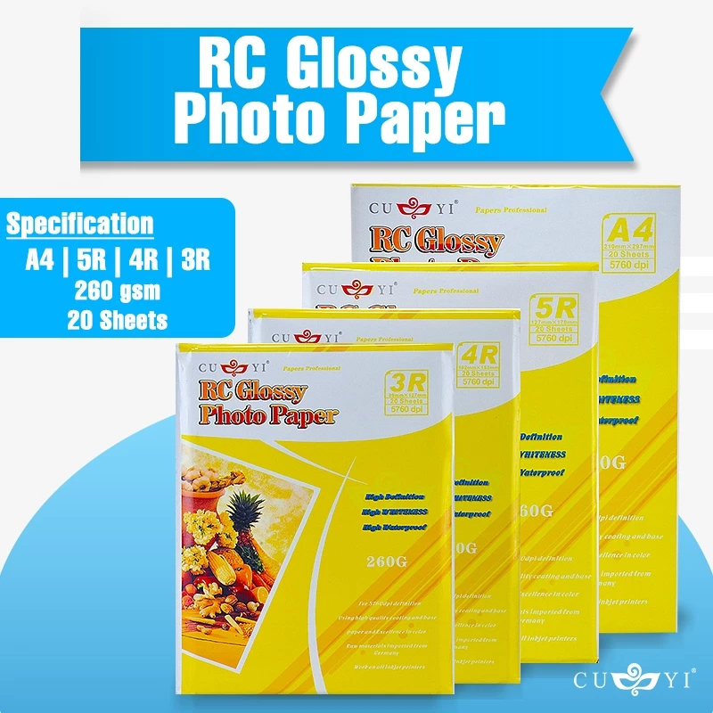 QUAFF RC Glossy Photo Paper 260gsm with Back Print A4 - 5R -4R - 3R ...