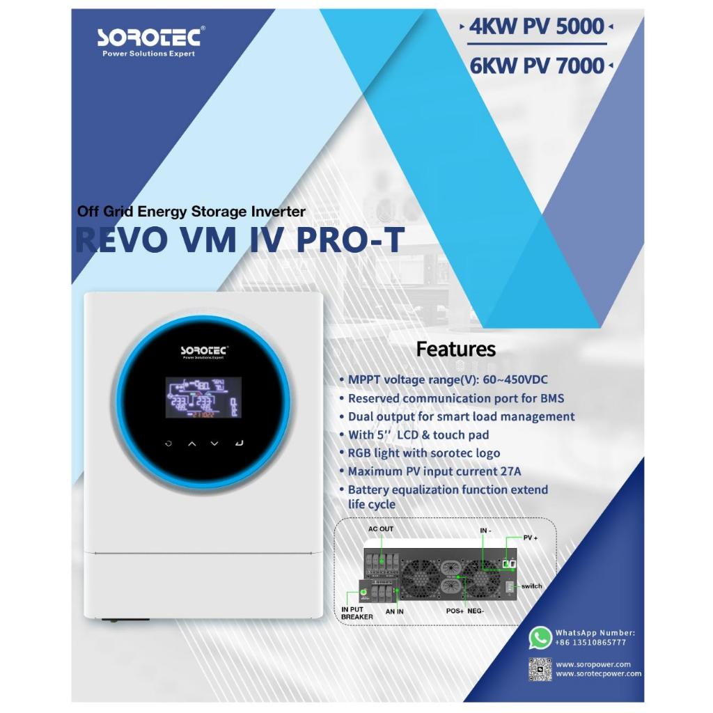 Sorotec REVO VM IV PRO-T Solar Hybrid Off Grid Inverter, 4KW/6KW ...