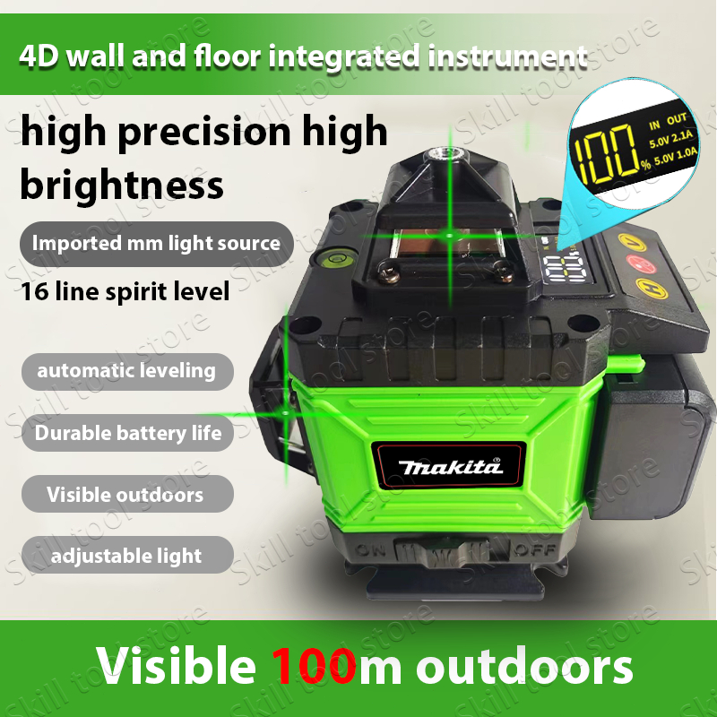 16 Line Laser Level Green Light Self-Leveling 360 ° Set ng Tool sa ...