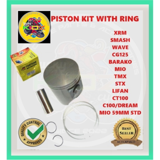 PISTON KIT WITH RING FOR XRM125,WAVE125,XRM110, SMASH115, WAVE100 ...