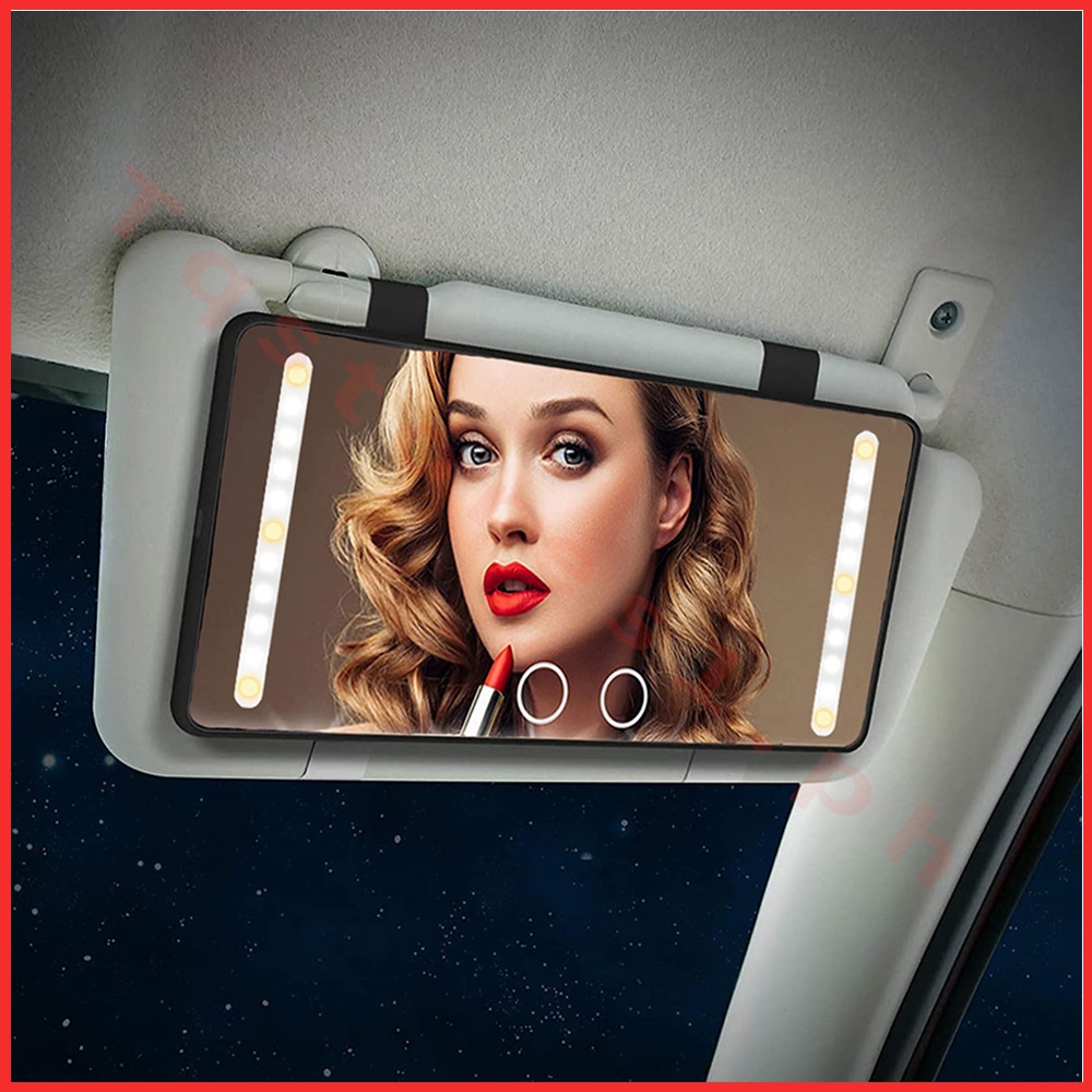 TQ Car Visor Vanity Mirror With Lights Rechargeable LED Car Brightness ...