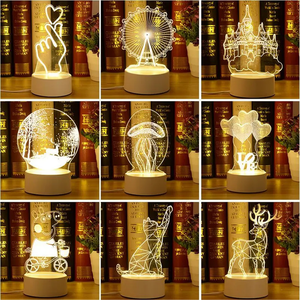 3D Night Light Lamp LED Bedroom Table Lamp Visualization Lamp Creative ...