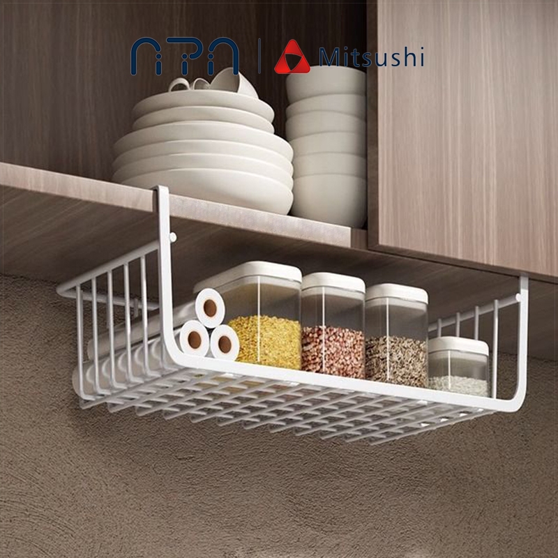 Nipiin Under Shelf Table Storage Basket Desk Kitchen Cabinet Hanging ...