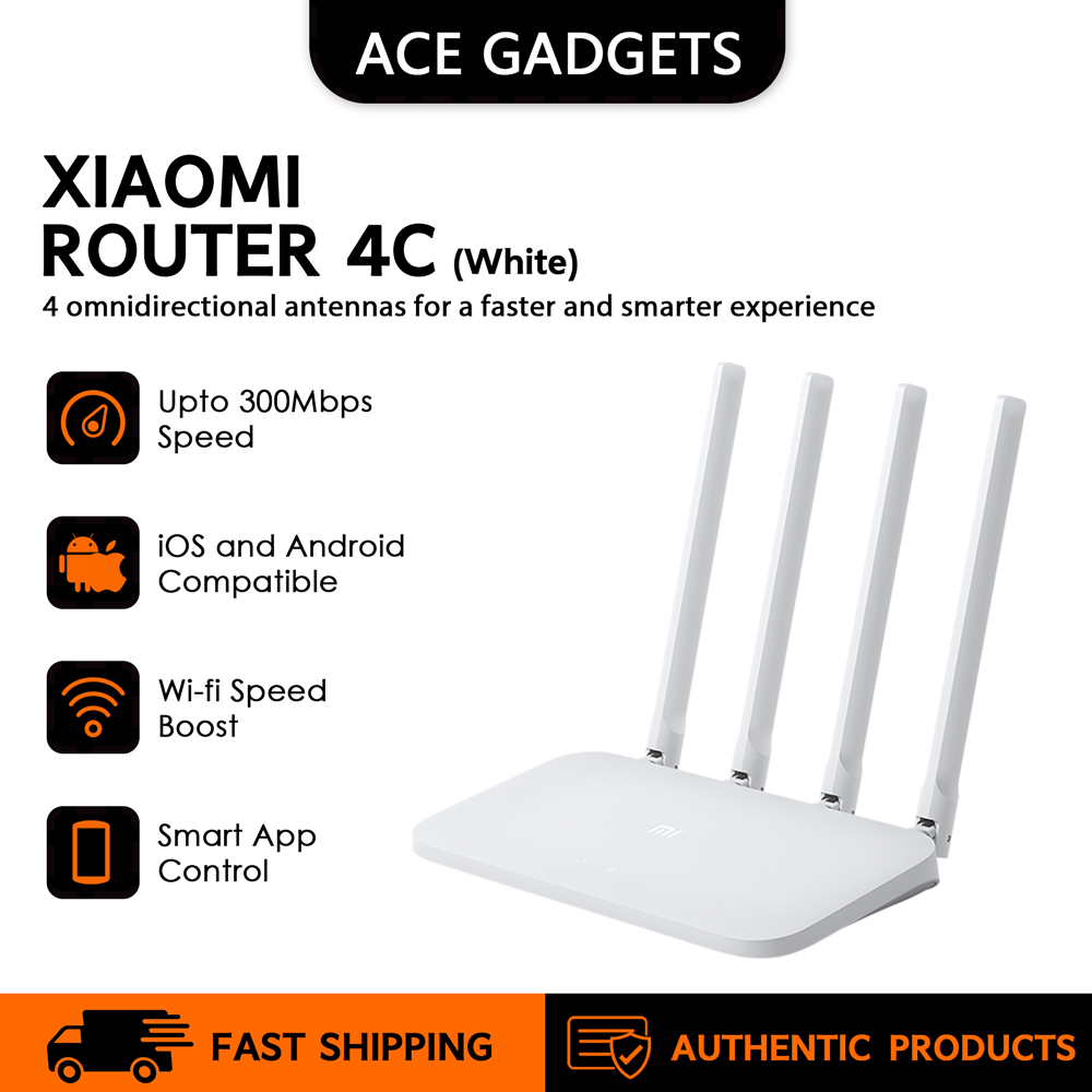 Xiaomi Mi Router 4C Wireless Wi-Fi Router 300Mbps 2.4GHz with 4 Antennas (White) | Shopee ...