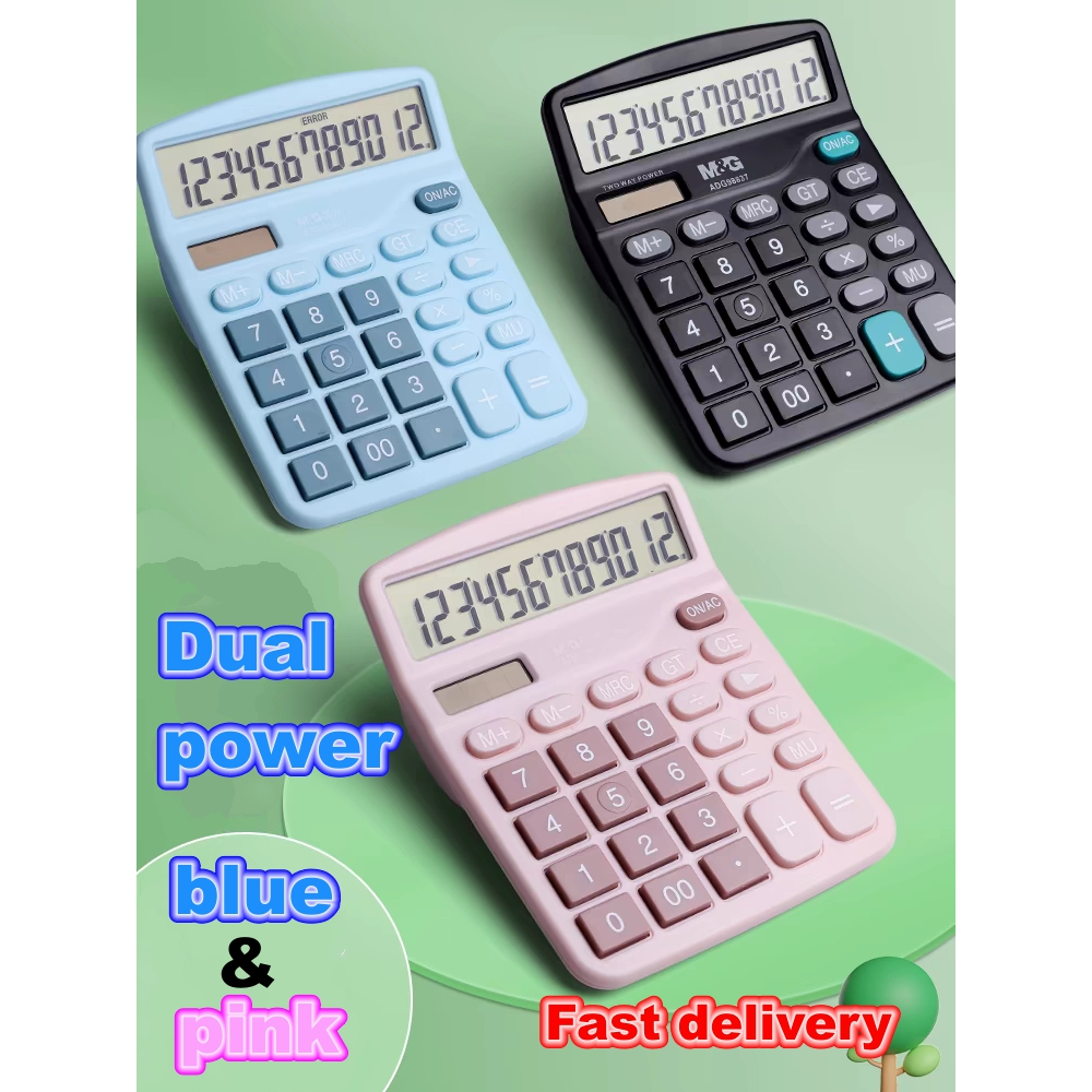 Solar cell dual power supply 12-bit electronic basic calculator for ...