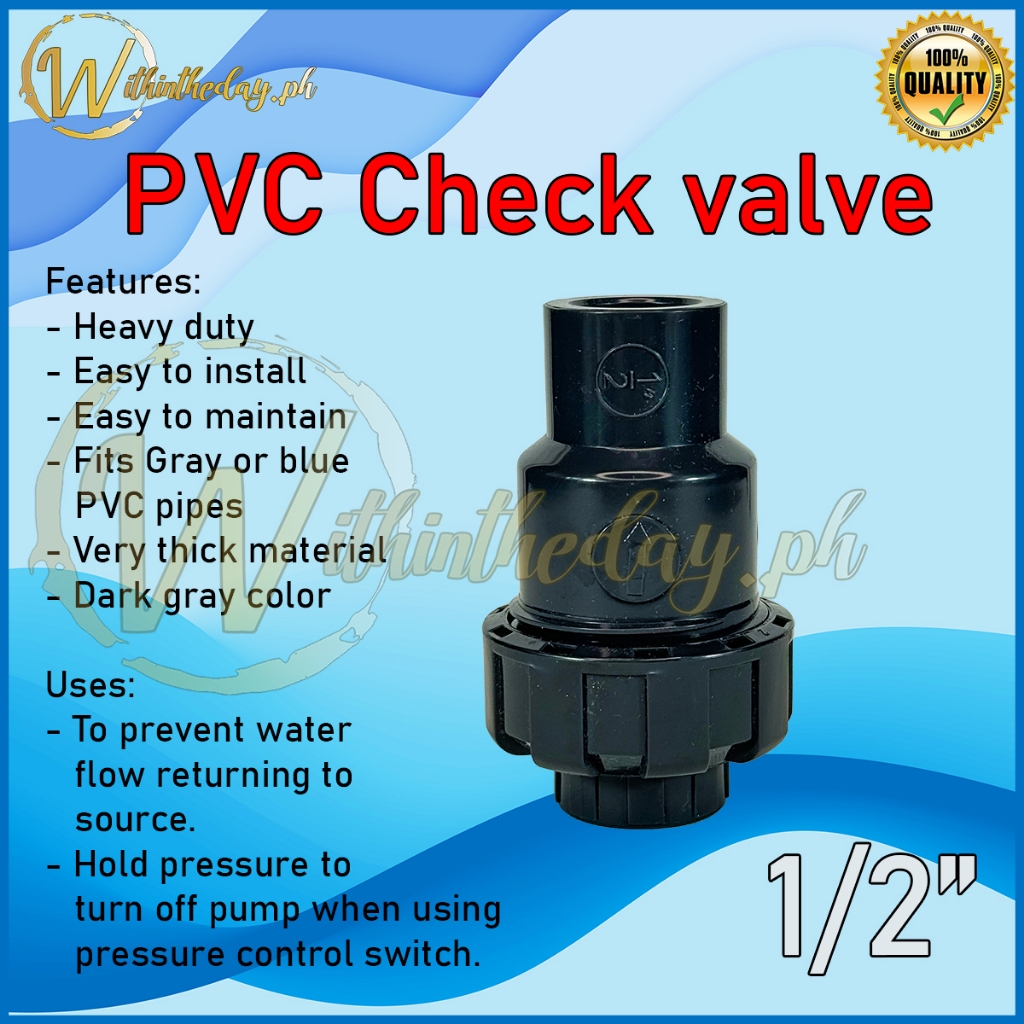 PVC Check Valve 1/2 3/4 1" Dark Gray Thickened High quality heavy duty Gray or standard blue ...
