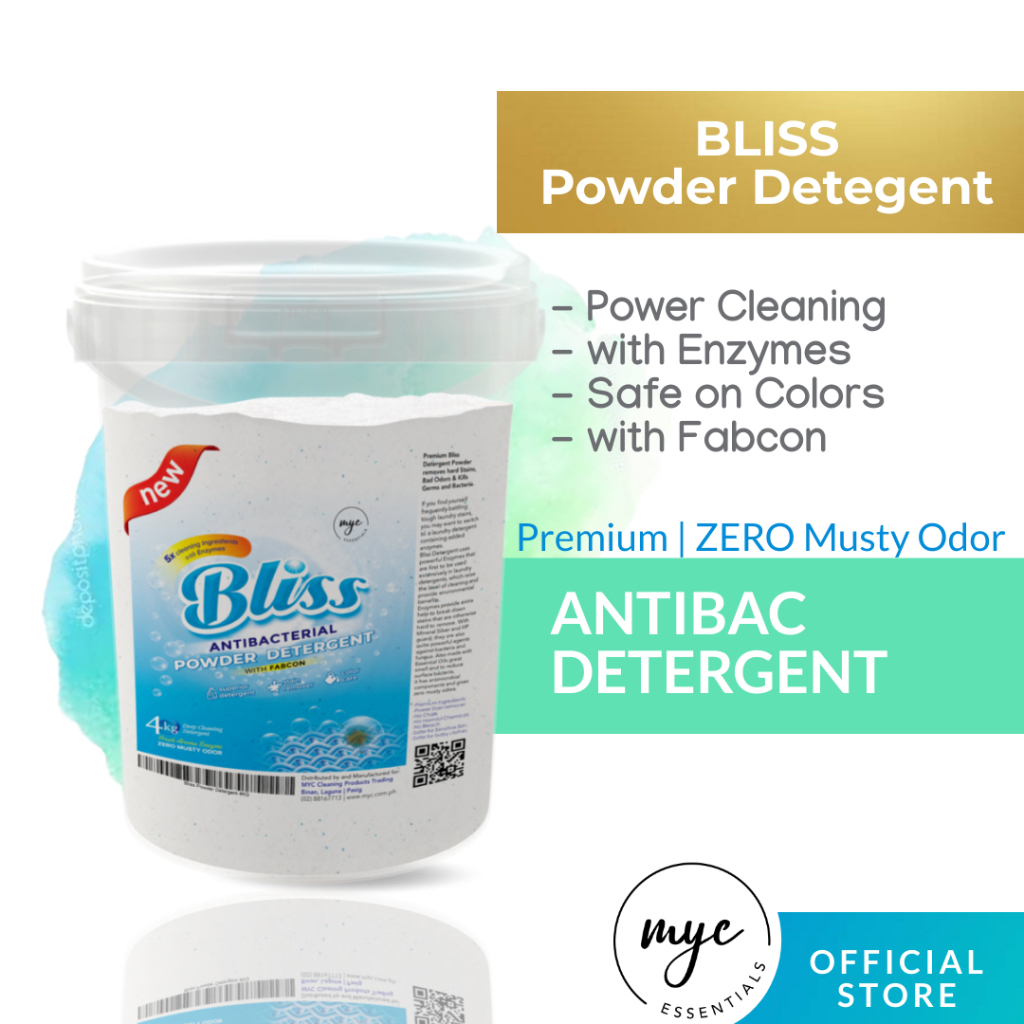 Bliss Antibacterial Powder Detergent Premium Enzyme 4kg W/ Bucket ...