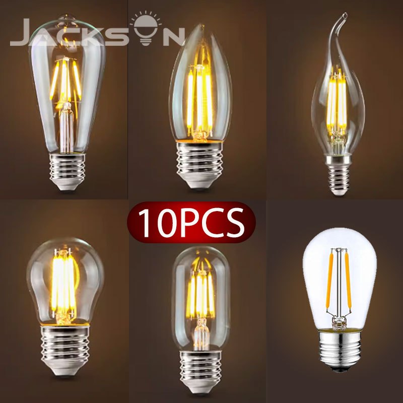 Jacksun 10pcs Led Edison Bulb E14 E27 E12 Brown Glass Warm Light Bulb ...