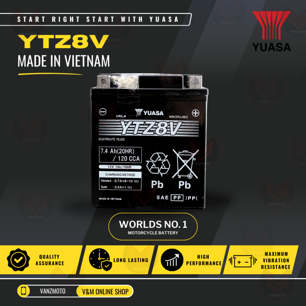Yuasa YTZ8V Maintenance Free Motorcycle Battery (Vietnam) best for ...