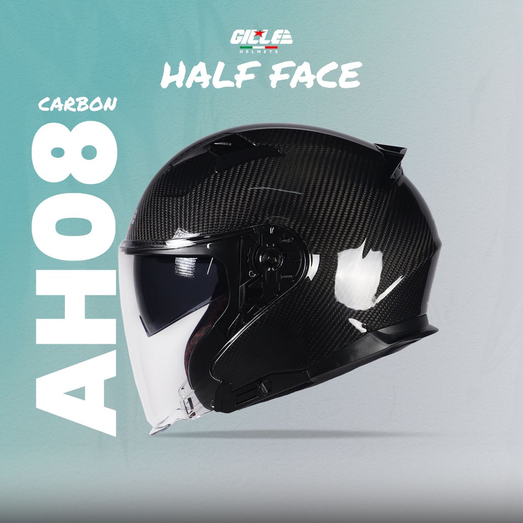 GILLE GHC AH08 Carbon Motorcycle Half Face Helmet Dual Visor With ...