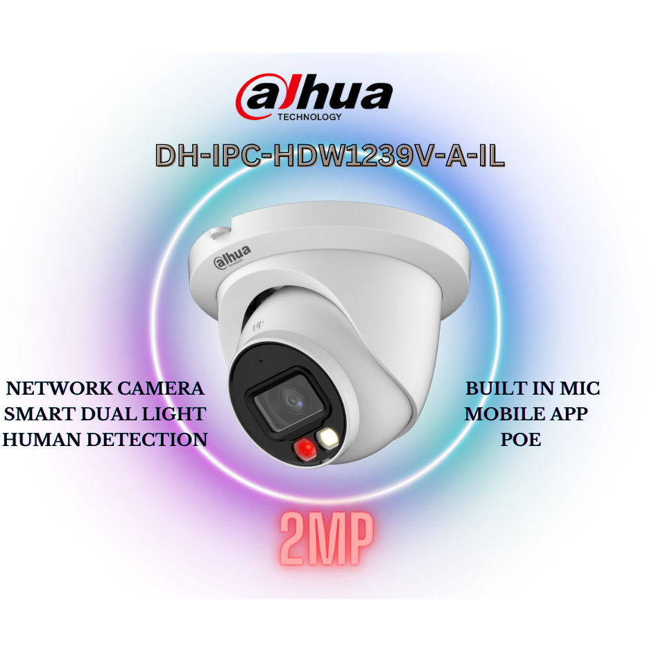 DAHUA IPC-HDW1239V-A-IL SMART DUAL LIGHT 2MP NETWORK CAMERA WITH BUILT IN MIC | Shopee Philippines