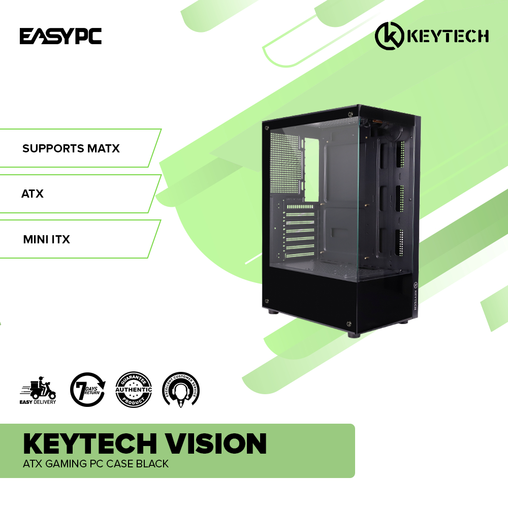 EasyPC| Keytech Vision atx pc case| Black and White | Shopee Philippines