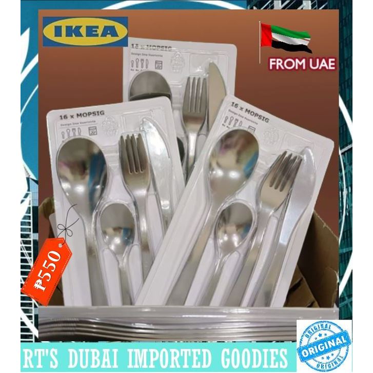 MOPSIG 16 Pieces Cutlery Set Fork, Knife, Spoon & Teaspoon Stainless ...