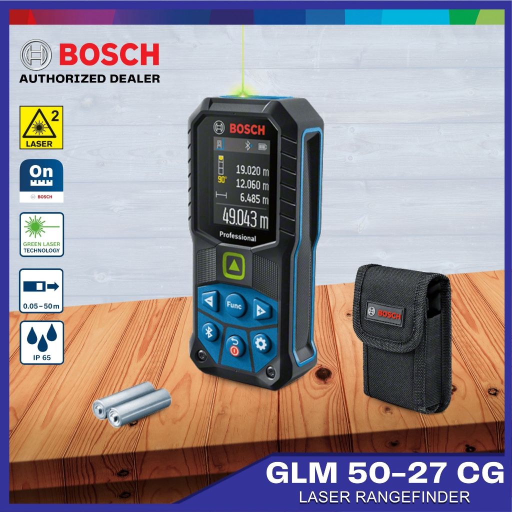 Bosch GLM 50-27 CG 50 meters range, Bluetooth, 2 x AA Laser Measure Measuring Tool - 0601072UK0 ...
