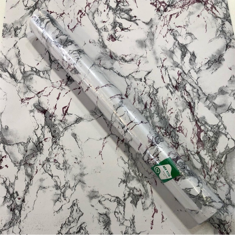 Q11 PVC White Granite Design Wall Sticker Waterproof Self Adhesive Home ...